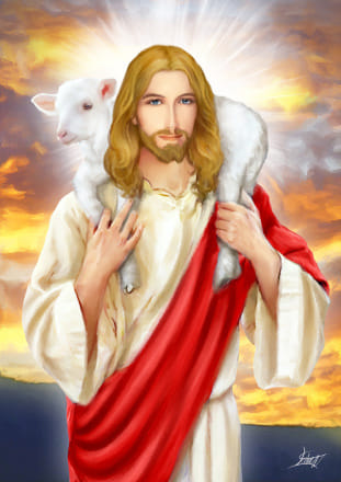 Obraz na plátne: Pán Ježiš s ovečkou (40x30) • Zachej.sk