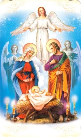 Obrázok: Svätá rodina a anjeli - flitrovaný, bez textu • Zachej.sk