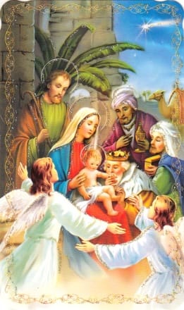 Obrázok: Svätá rodina s anjelmi a Traja králi - flitrovaný, bez textu ...